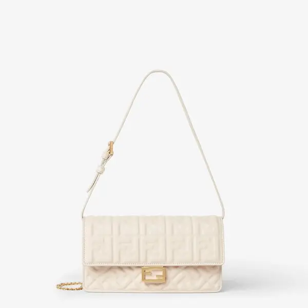 Fendi Tube Wallet On Chain Camelia Nappa Leather Wallet With Ff Motif - [white]